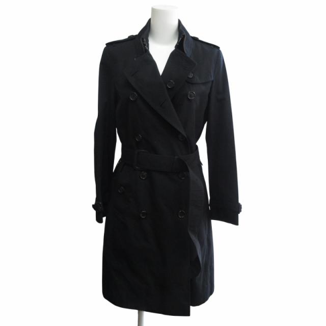 【中古】バーバリー プロ—サム ノバチェック トレンチコート 英国製 カシミヤ混ライナー ハンガー付 ブラック UK10 M