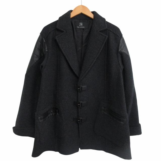 【中古】タエ アシダ 近年 ウールｘラムレザー コート ニットジャケット バックルボタン TC7707 グレー サイズ7