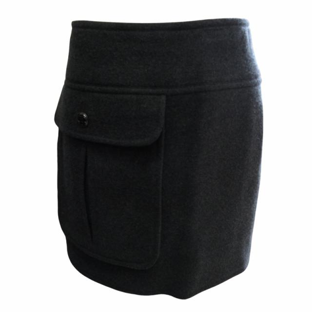 【中古】シャネル CHANEL ココマークボタン カシミヤ100% スカート P46632V32916 ひざ丈 グレー 国内正規 40 約L