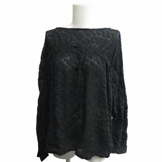 【中古】未使用品 フィータ Pheeta タグ付 BLOUSE (MELODY) シースルー ブラウス カットソー 長袖 インド製 黒 F