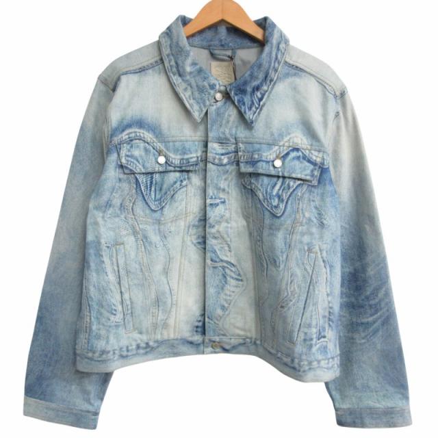 【中古】カンペール CAMPER LAB タグ付 DENIM JACKET トロンプルイユ デニムジャケット ブルー Lサイズ AU00005-002