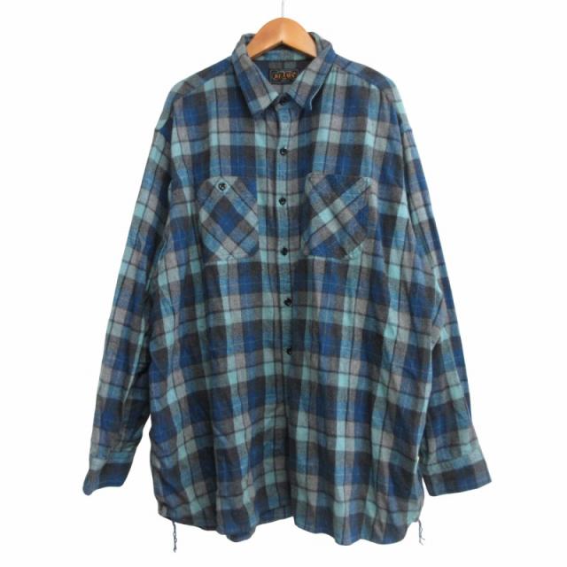 【中古】ビームスプラス BEAMS+ SSZ 22AW FLANNEL SHIRT 22F-SP0201 フランネルシャツ チェックシャツ 青 ブルー M