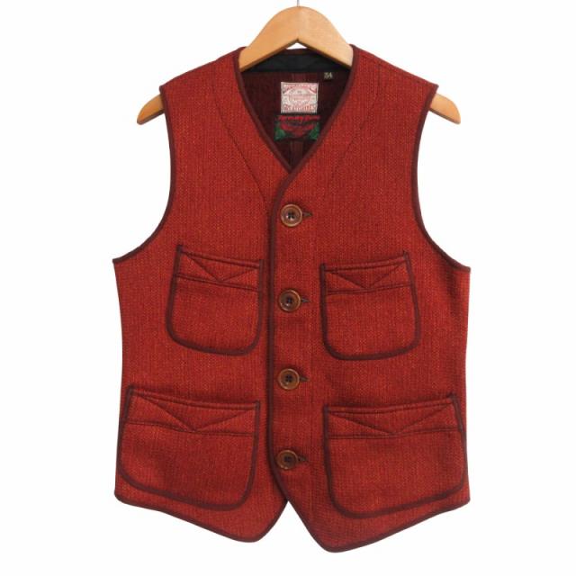 【中古】フリーホイーラーズ 新品同様 Forestry Bubo 1131027 ドラムヘラーベスト ビーチクロス ジレ 杢オレンジ 34