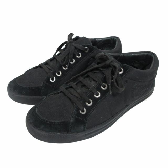 【中古】シャネル CHANEL G30616 マトラッセ キルティング スニーカー ココマーク 黒 ブラック 37 約23.5cm IBO70