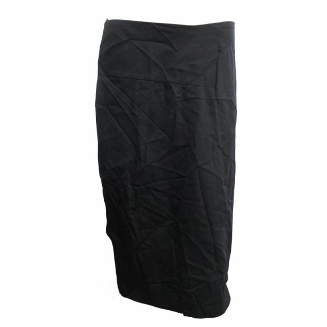 【中古】ジルサンダー JIL SANDER タグ付 ウール タイトスカート ロングスカート 黒 ブラック 38 約S IBO70