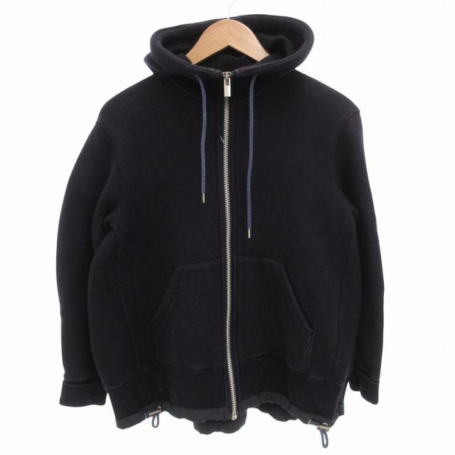 【中古】サカイ Sponge Sweat Hoodie ジップアップスポンジパーカー フーディ スウェット 長袖 2 紺 SCW-050