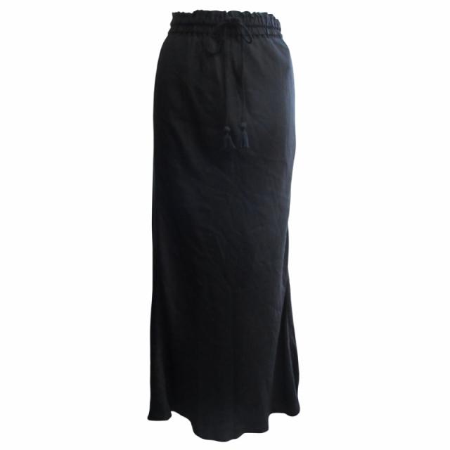 【中古】デパリエ DEPAREILLE 23AW シルク ロングスカート マキシ丈 イージースカート 黒 ブラック サイズ36