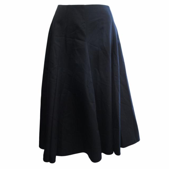 【中古】フォクシー FOXEY 23-24年 Skirt Dahlia 43369 コットン タック サイドジップ スカート ブラック 38 IBO78