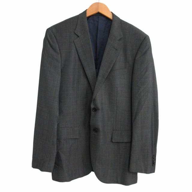 【中古】ポールスミス ロンドン 最高級 ウールシルク テーラードジャケット ブレザー シングル 2B 背抜き グレー L