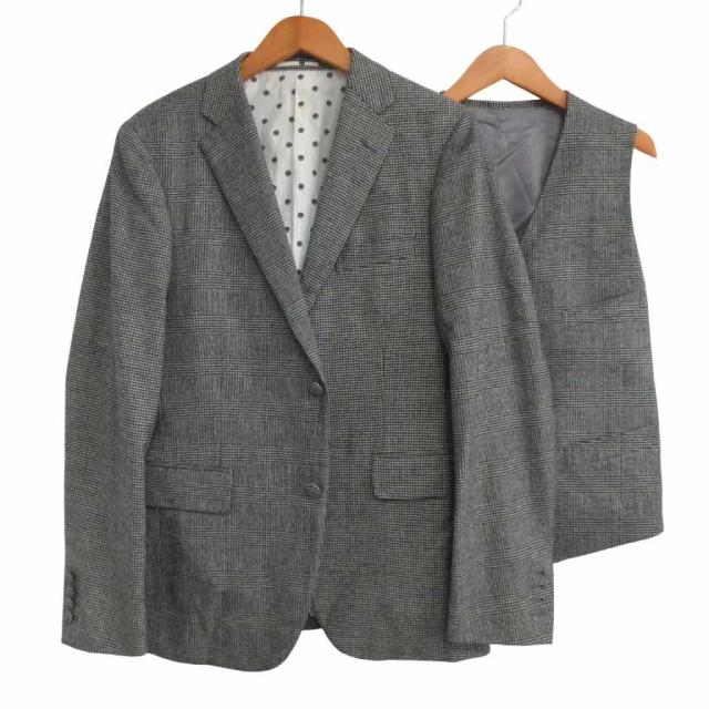 【中古】J.PRESS × MARKAWARE コラボ テーラードジャケット ベスト ジレ 本切羽 チェック 総裏 グレー 約M STK