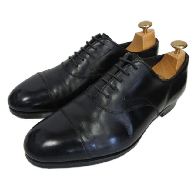 【中古】エドワードグリーン 英国製 チェルシー オックスフォードシューズ ラストF202 革靴 黒 7.5E IBO80