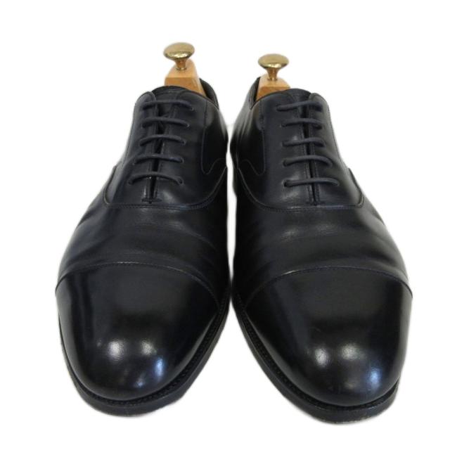 【中古】エドワードグリーン 英国製 チェルシー オックスフォードシューズ ラストF202 革靴 黒 7.5E IBO80