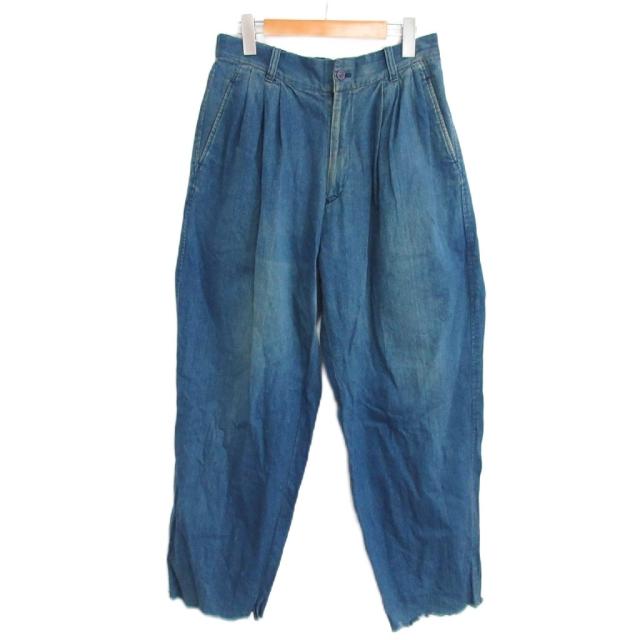 【中古】イッセイミヤケメン 希少 87SS 筆タグ ヴィンテージ アーカイブ デニム スラックス 3タック L-XL IBO80