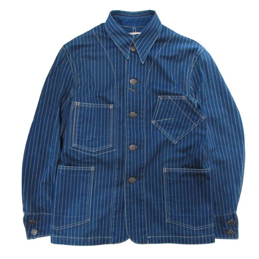 【中古】ダブルアールエル RRL ラルフローレン WABASH STRIPE RAILROAD JACKET カバーオール ワーク インディゴ S