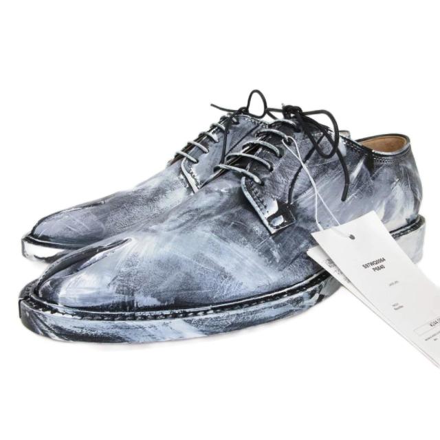 【中古】未使用品 メゾンマルジェラ 22 タグ付 希少 Tabi Derby shoes ビアンケット ダービーシューズ ペンキ 43