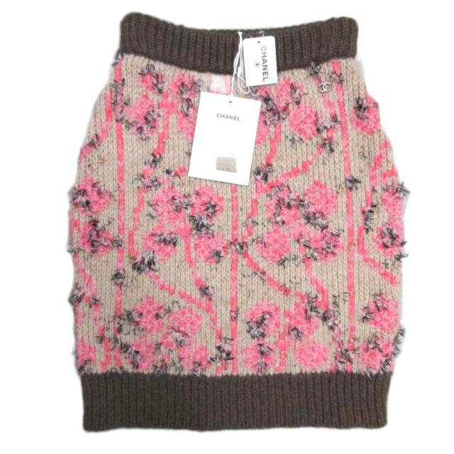 【中古】未使用品 シャネル タグ付 22K 22-23年 フリンジ ニット ミニスカート カシミヤ混 ココマーク 34 ■MNK1