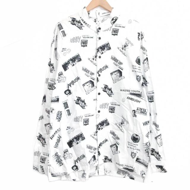 【中古】アンブッシュ AMBUSH グラフィック オーバーサイズシャツ プリント 総柄 バンドカラー ロング 2 約M ■MNK1