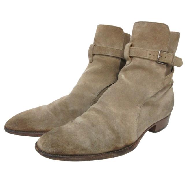 【中古】サンローラン パリ WYATT 30 ワイアット 30 ジョッパーブーツ 498372 スエード ベージュ 42 27cm IBO82