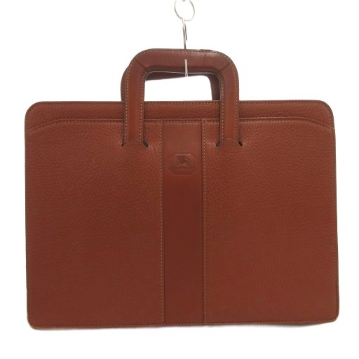 【中古】バーバリー ロンドン ビジネスバッグ ブリーフケース レザー 本革 裏地 ノバチェック 茶 ブラウン B4