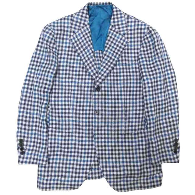 【中古】未使用品 BEAMS CUSTOM TAILOR 極美品 MARLING&EVANS ウールリネン テーラードジャケット 本切羽 チェック