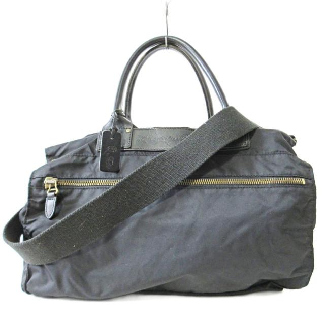 【中古】フェリージ Felisi P4-DS 2WAY ボストンバッグ ショルダーバッグ 旅行鞄 オールブラック ナイロン レザー