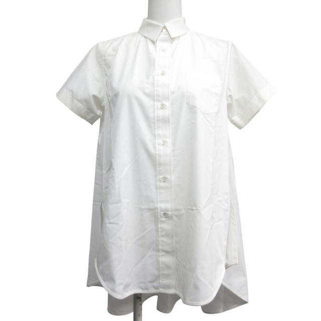 【中古】サカイ sacai フレアシャツ ブラウス SCW-052 半袖 白 ホワイト サイズ1 レディース