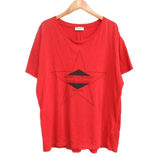 【中古】サンローラン パリ SAINT LAURENT PARIS 16AW エディ期 PALLADIUM パラディウム Tシャツ 半袖 赤 レッド XL