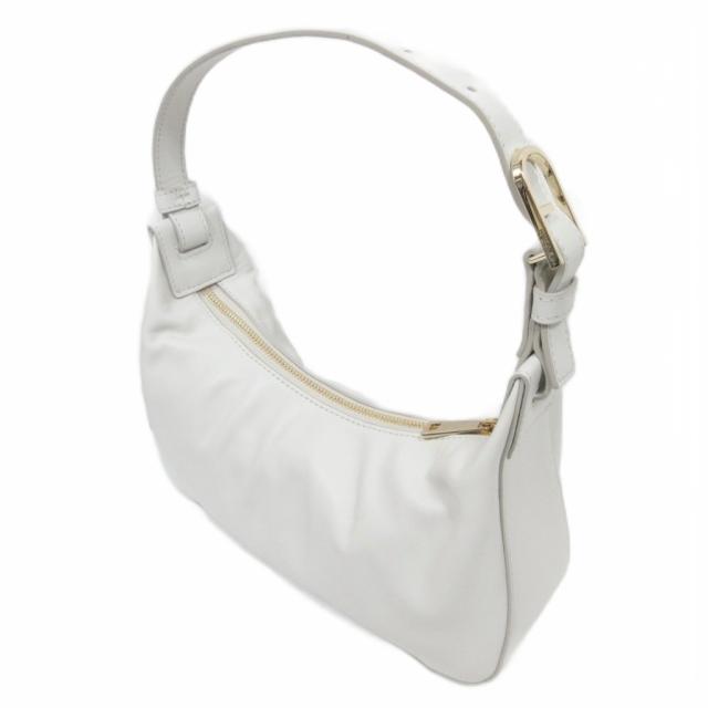 【中古】フルラ FURLA 美品 FLOW S SHOULDER BAG 25 WB01053 フロー ハンドバッグ レザー ロゴ 白 ホワイト 系