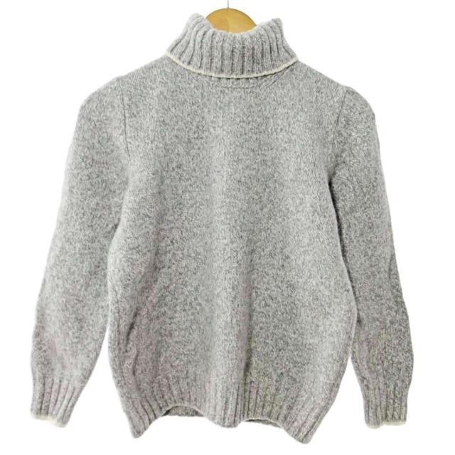 【中古】グランサッソ GRANSASSO 美品 23AW タートルネック ニット セーター 長袖 ウール XS相当 グレー 1022