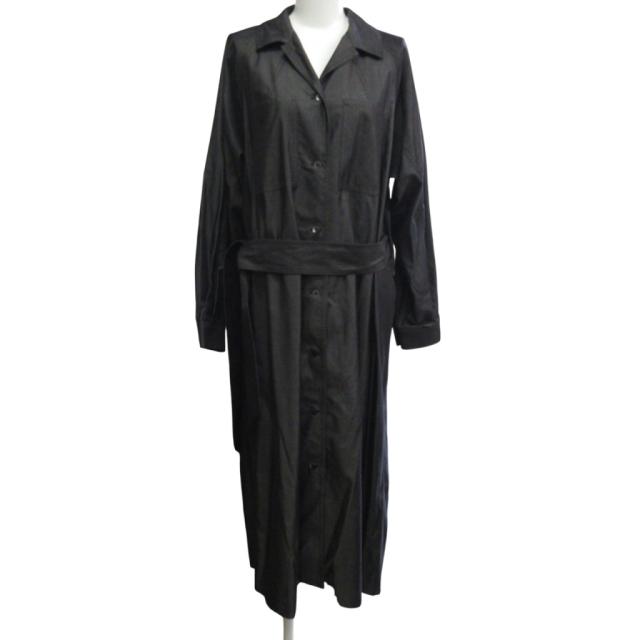 【中古】セヤ Seya. 美品 MEI COAT-DRESS SILK DENIM コートドレス シルクデニム ワンピース ベルト付 チャコール M