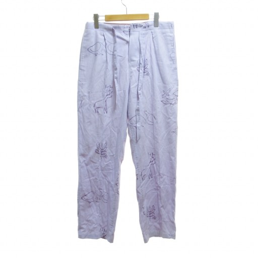 【中古】未使用品 ライト WRYHT タグ付き 22AW STRINGS WAIST TROUSER トラウザーパンツ アニマル柄 紫系 約M ■BL2