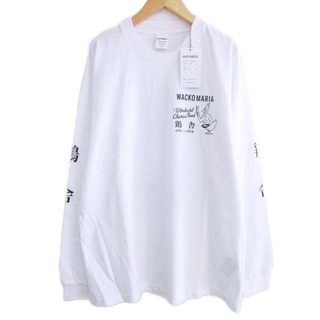 【中古】未使用品 ワコマリア WACKO MARIA × 鶏舎 コラボ タグ付 25SS ロングスリーブ Tシャツ 長袖 M 白 ホワイト