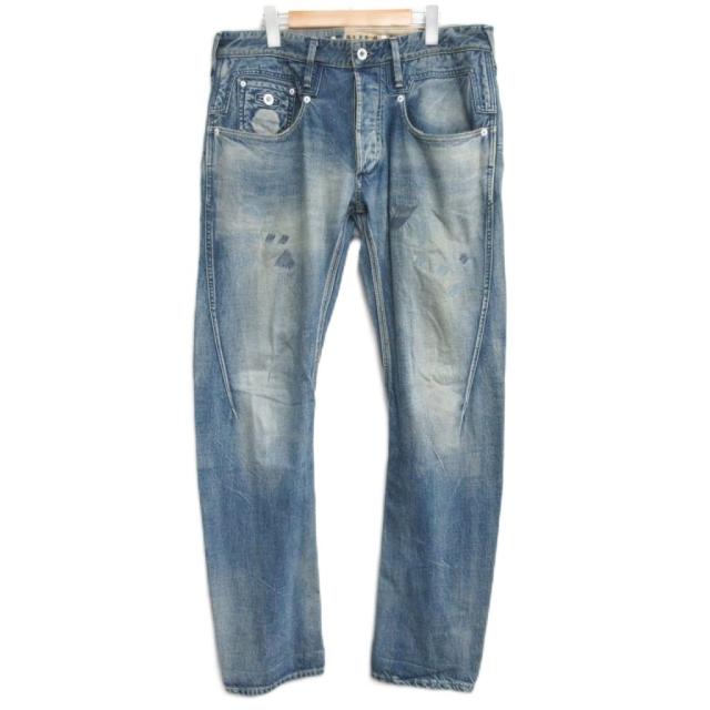 【中古】デンハム DENHAM CROSSBACK MIJHW デニムパンツ ジーンズ リペア加工 クロスバック 32 青 ブルー 系 メンズ