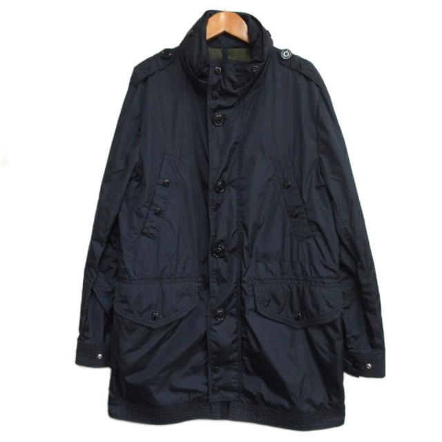 【中古】モンクレール MONCLER 美品 ARROS ARSAN ナイロン ステンカラーコート スプリングコート ネイビー 1 ■MNK2