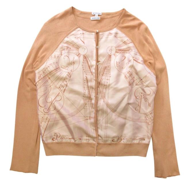 【中古】エルメス 美品 希少 マルジェラ期 ツイルレーヌ 球体の奏でる音楽 アンサンブル シルクニット M ■MNK2ス