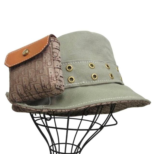 【中古】クリスチャンディオール 希少 02SS ジョンガリアーノ期 トロッター ハット ポーチ付き CPX04900 58 ■MNK2