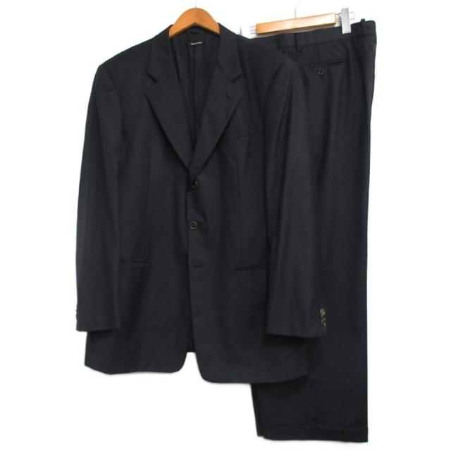 【中古】ジョルジオアルマーニ 最高級 シングルスーツ 段返り3B 総裏 黒 ブラック 大きいサイズ 56 ■MNK2