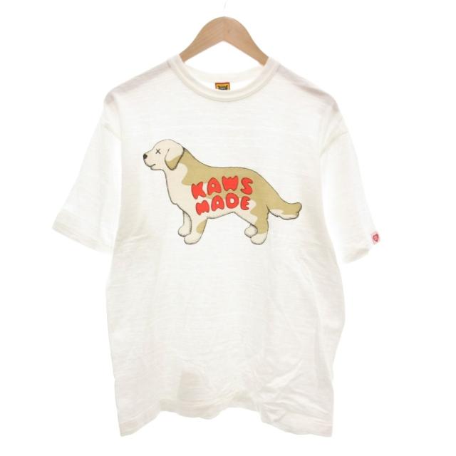 【中古】ヒューマンメイド × カウズ KAWS コラボ 美品 23AW グラフィック Tシャツ L  半袖 白 ホワイト ■MNK2