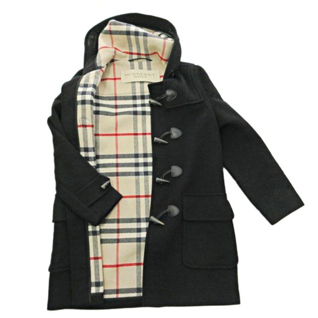 【中古】バーバリーブリット BURBERRY BRIT ウール ダッフルコート ジャケット ノバチェック 40 黒 ブラック