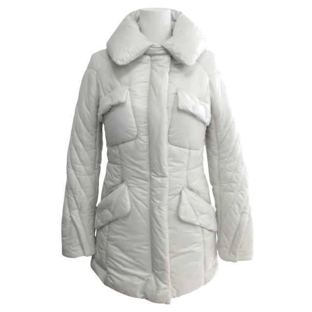 【中古】セリーヌ ロゴ エンブレム刺繍 ダウンコート トリオンフファスナー ミドル丈 国内正規 36 約S ■MNK2