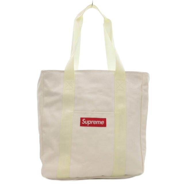 【中古】シュプリーム SUPREME 美品 Box Logo キャンバス トートバッグ ボックスロゴ 白 ホワイト /NU メンズ
