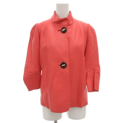 【中古】マルニ MARNI SUMMER EDITION 2012 ラムレザージャケット 七分袖 羊革 スタンドカラー 38 ピンク /GV