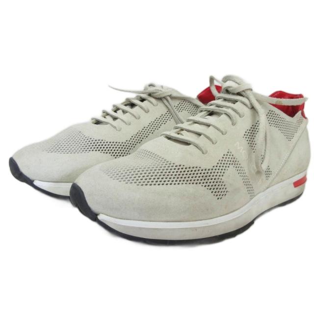 【中古】モンクレール MONCLER ALBELT アルバート スエード メッシュレザー スニーカー グレー 42 ■MNK2