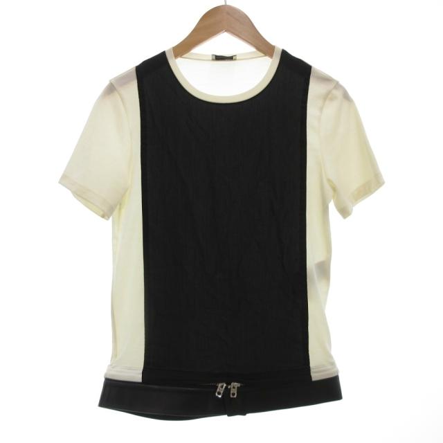 【中古】バレンシアガ BALENCIAGA 2011年 アーカイヴ ドッキングTシャツ カットソー レザー切替 半袖 XS