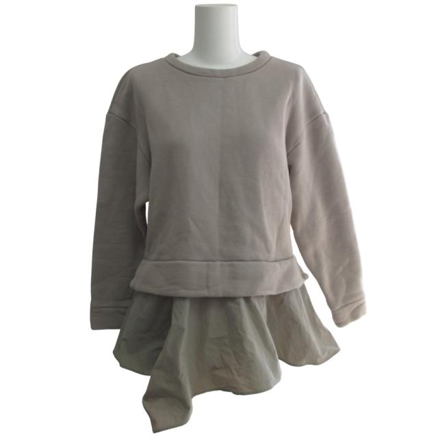 【中古】ル フィル LE PHIL レイヤードデザイン トップス トレーナー ドッキング ワンピース グレージュ 1 IBO84