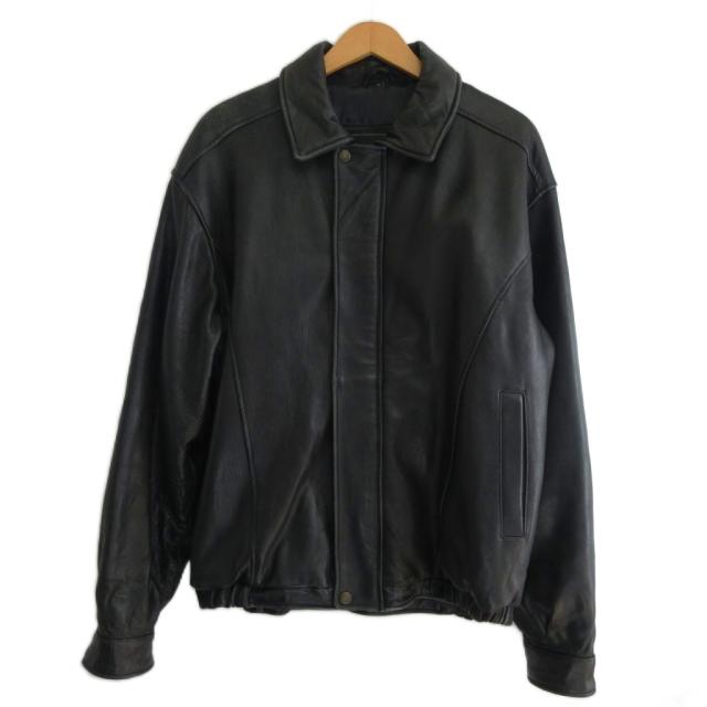 【中古】ヴィンテージ VINTAGE EXCELLED 90s-00s レザージャケット スイングトップ 本革 黒 ブラック M