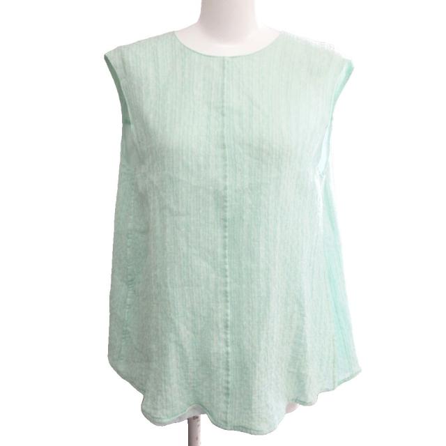 【中古】ブラミンク BLAMINK コットンナイロンシルクバックリボンブラウス チュニック 総柄 ノースリーブ 38 約M