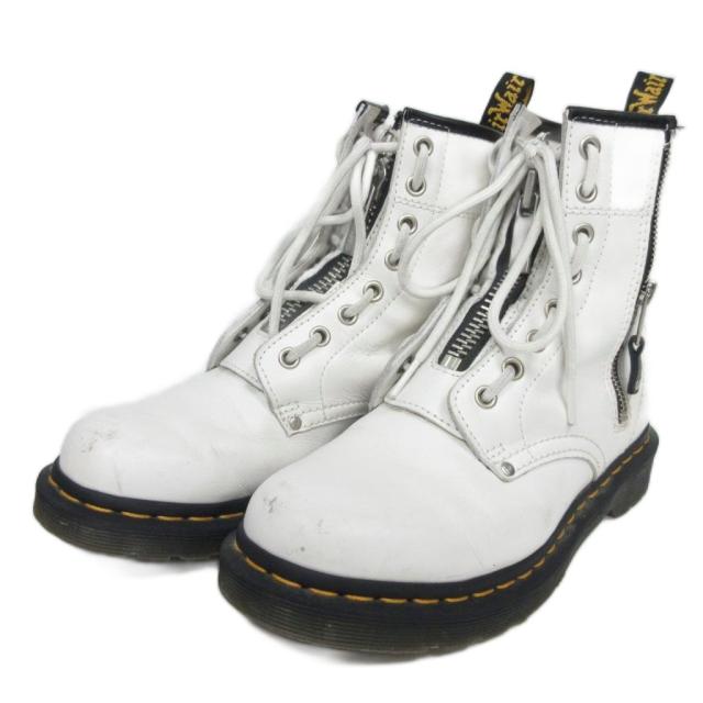 【中古】ドクターマーチン DR.MARTENS 1460 TWIN ZIP ツインジップ 8ホール ブーツ レザー 白 ホワイト UK5 24cm