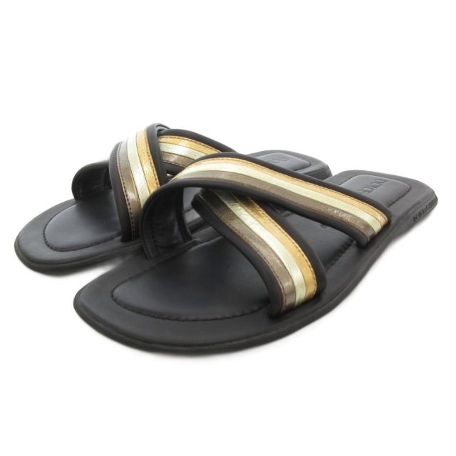 【中古】ドルチェ&ガッバーナ ドルガバ DOLCE&GABBANA サンダル 9 シューズ クロスストラップ レザー 黒 ブラック