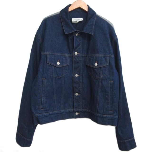 【中古】メゾンマルジェラ MM6 美品 25SS INSIDEOUT DENIM JACKET デニムジャケット 再構築 48 ブルー